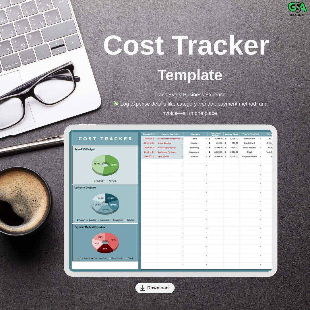 Cost Tracker Template for Google Sheets: Budget Vs Actual Spending - Etsy