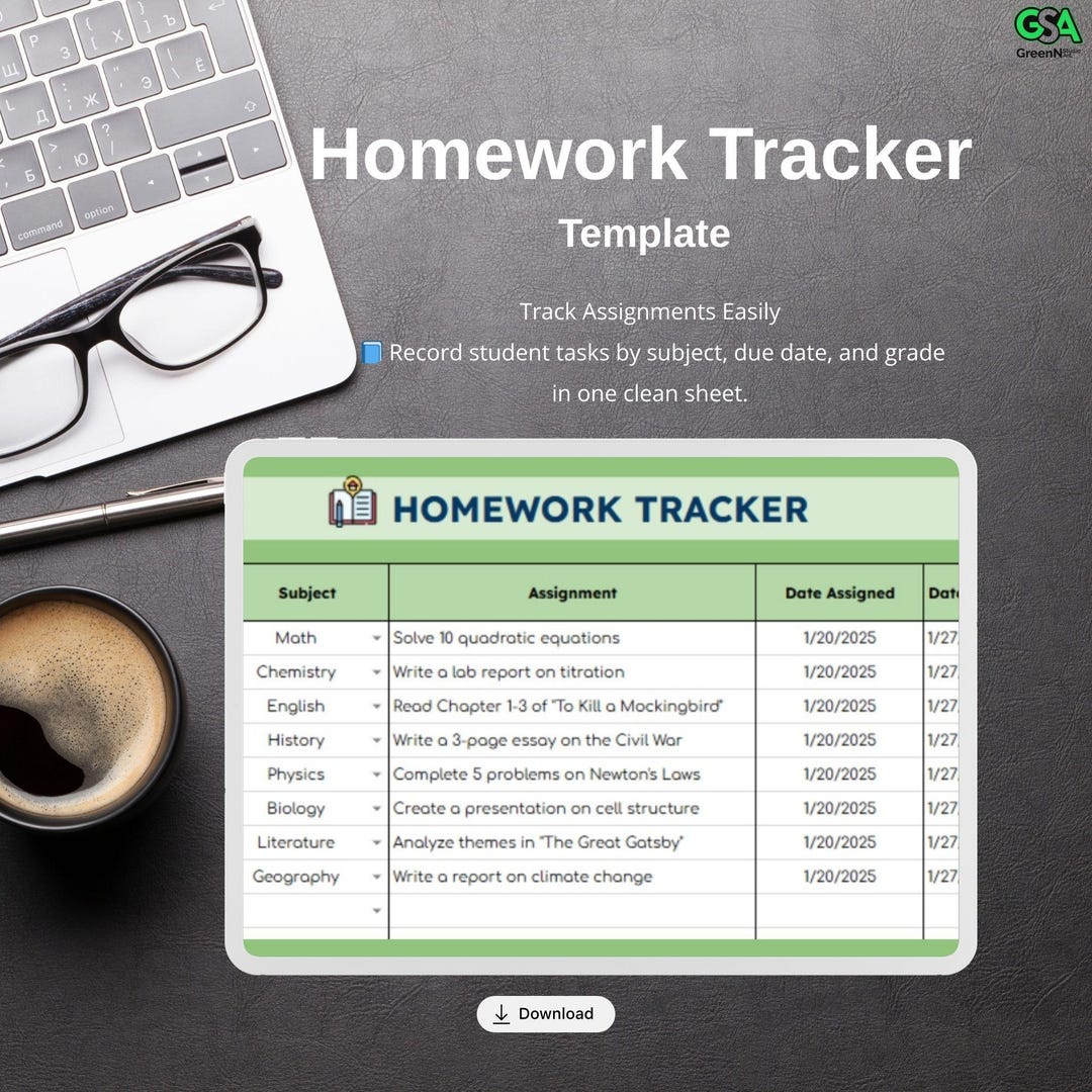 Student Homework Tracker: Google Sheets Template for Teachers (digital ...
