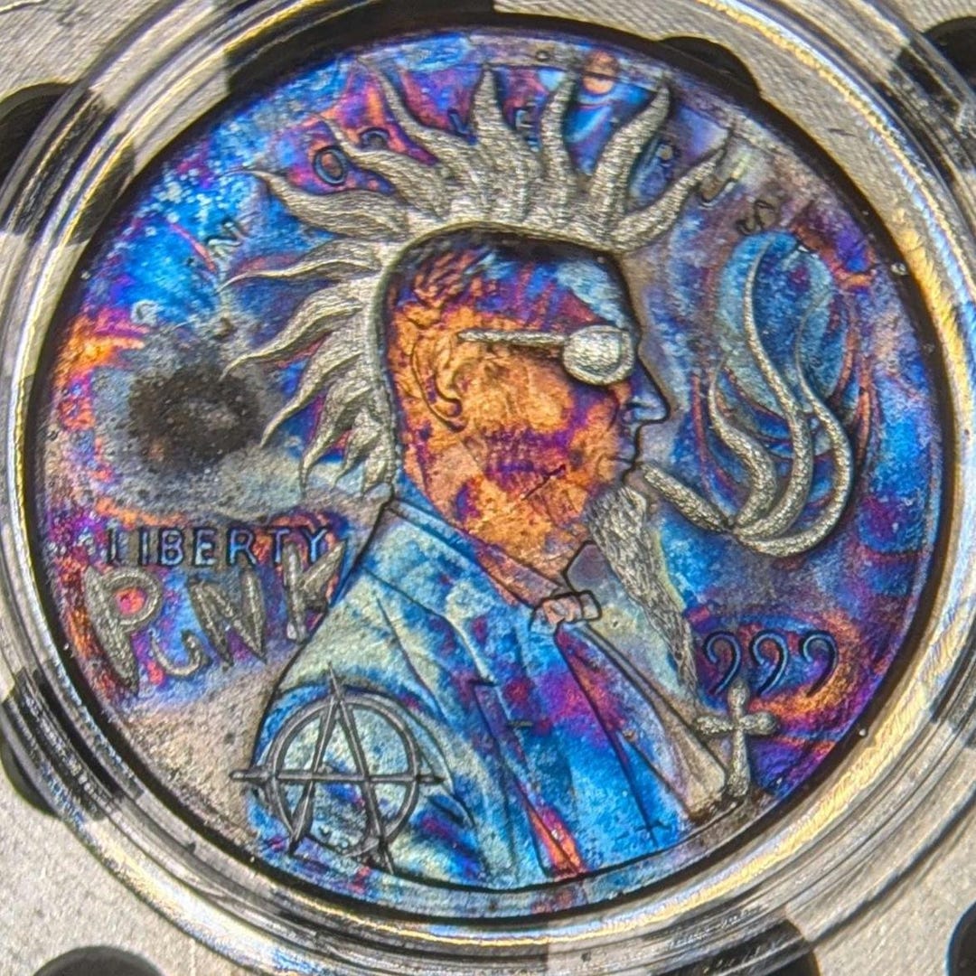 999 Punk Broad Struck Hobo Coin Hand Engraved and Flame Painted - Etsy