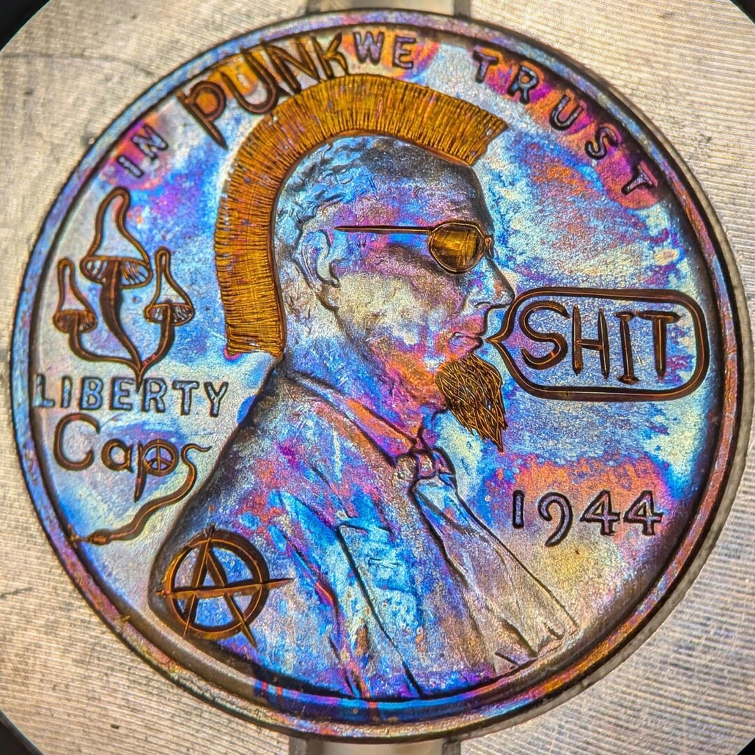 1944 Liberty Caps Punk Hobo Coin Flame Painted - Etsy
