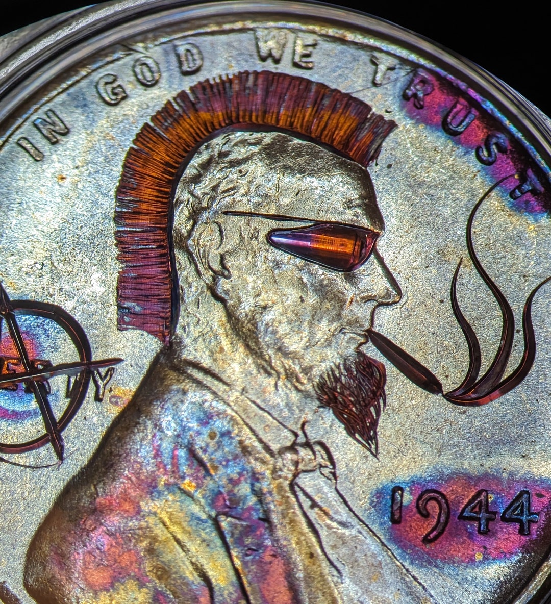 Viral 1944 Punk Hobo Coin Flame Painted - Etsy