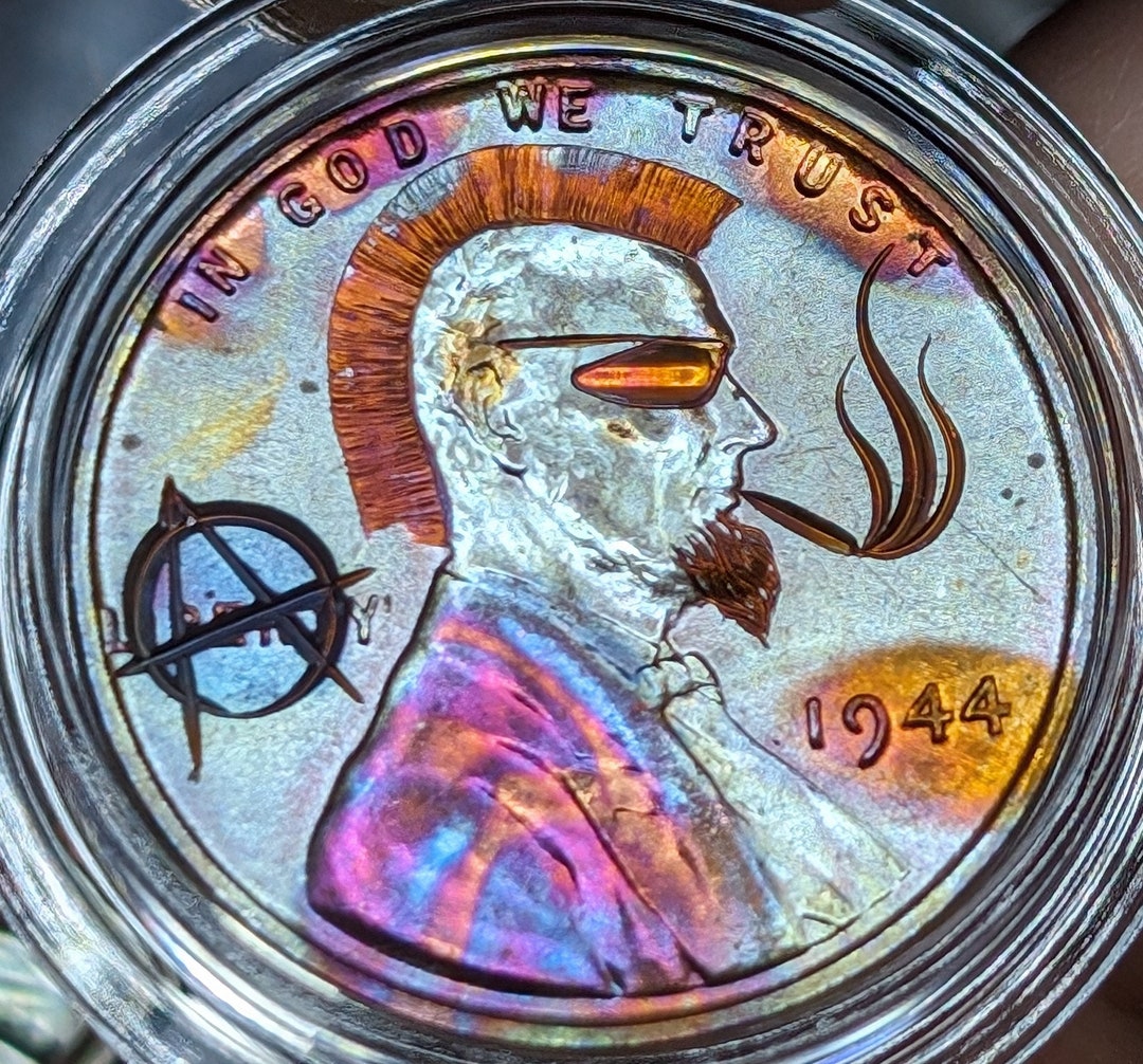Viral 1944 Punk Hobo Coin Flame Painted - Etsy