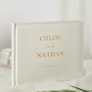 White Minimalist Wedding Guest Book, Personalized Guestbook, Soft Cover ...