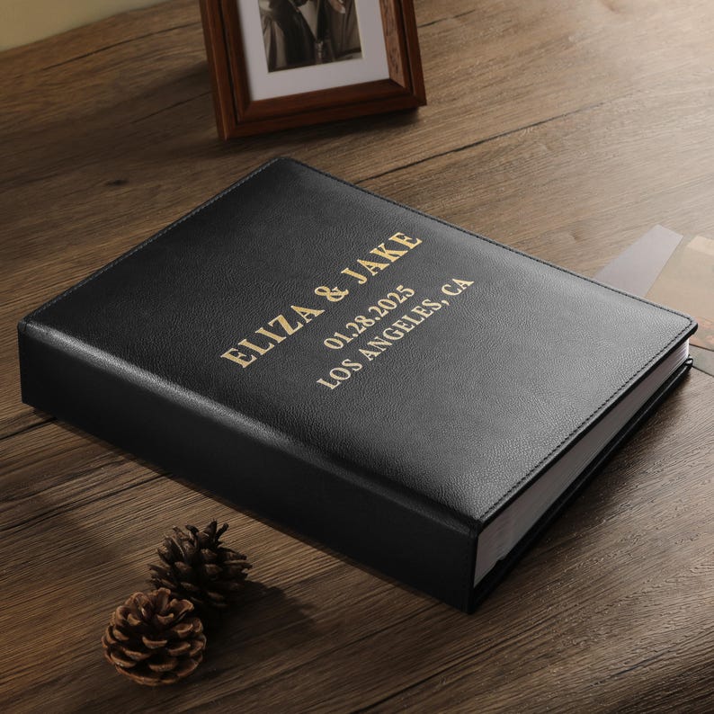 Personalized Leather Photo Album – Handmade Wedding Memory Book, Fits ...