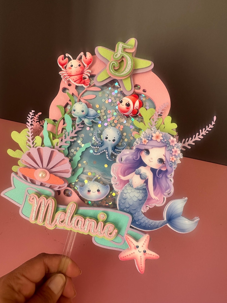Personalized Mermaid Cake Topper Under the Sea Party Little Mermaid ...