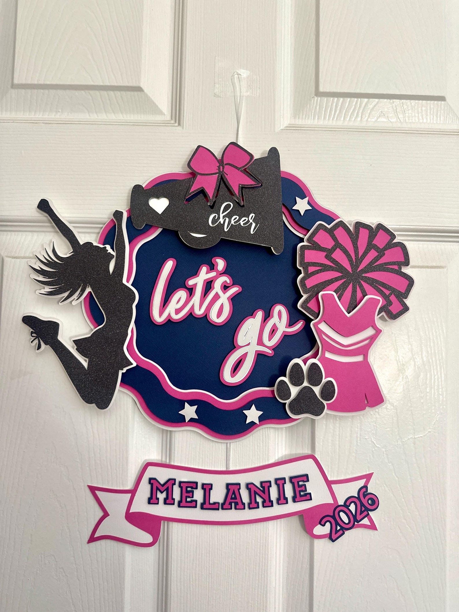 Personalized Cheer Door Sign Cheerleader Door Hanger Custom Team Colors ...