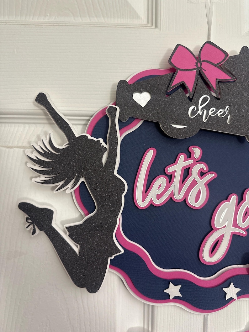 Personalized Cheer Door Sign Cheerleader Door Hanger Custom Team Colors ...