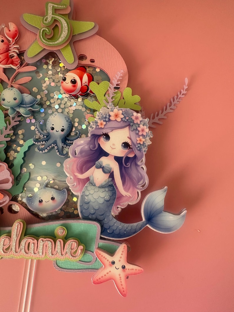 Personalized Mermaid Cake Topper Under the Sea Party Little Mermaid ...