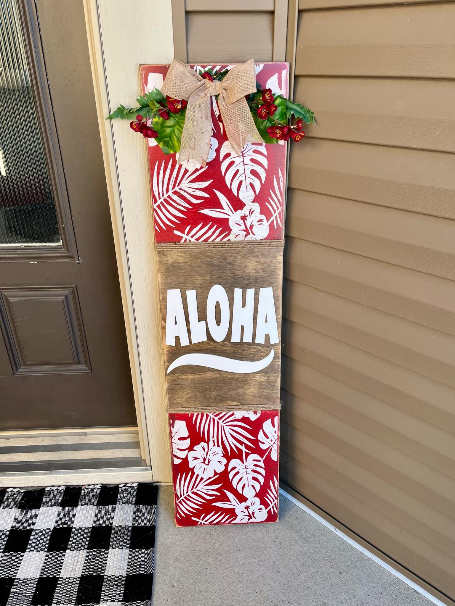 Hawaiian Porch Leaner, Aloha Porch Sign, Aloha Porch Leaner, Tropical ...