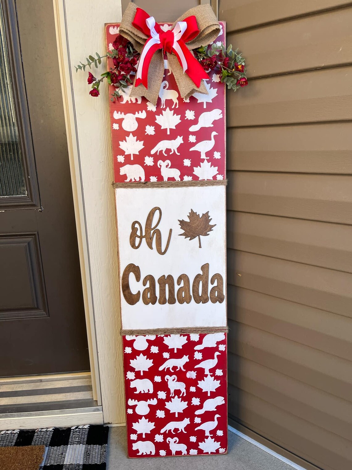 Canada Day Door Hanger Sign, Round Canada Day Wreath, Front Door Wreath ...