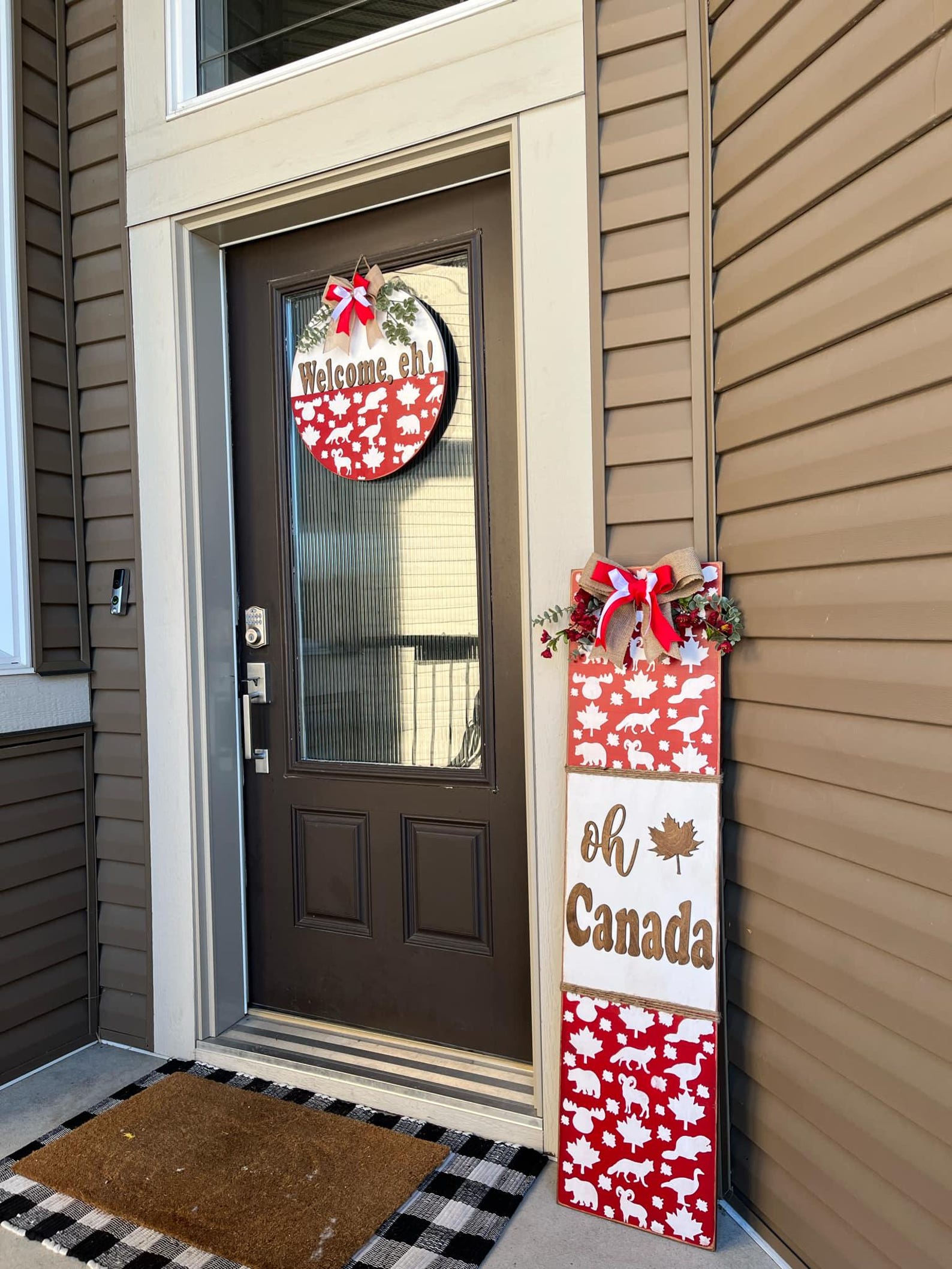 Canada Day Door Hanger Sign, Round Canada Day Wreath, Front Door Wreath ...