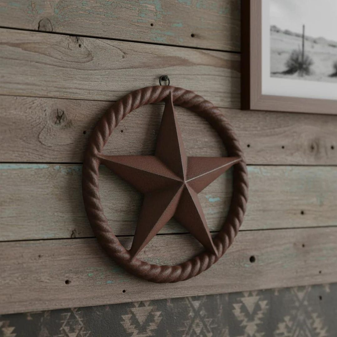 Vintage Cast Iron Star With Twisted Ring, Rustic Western Wall Accent - Etsy