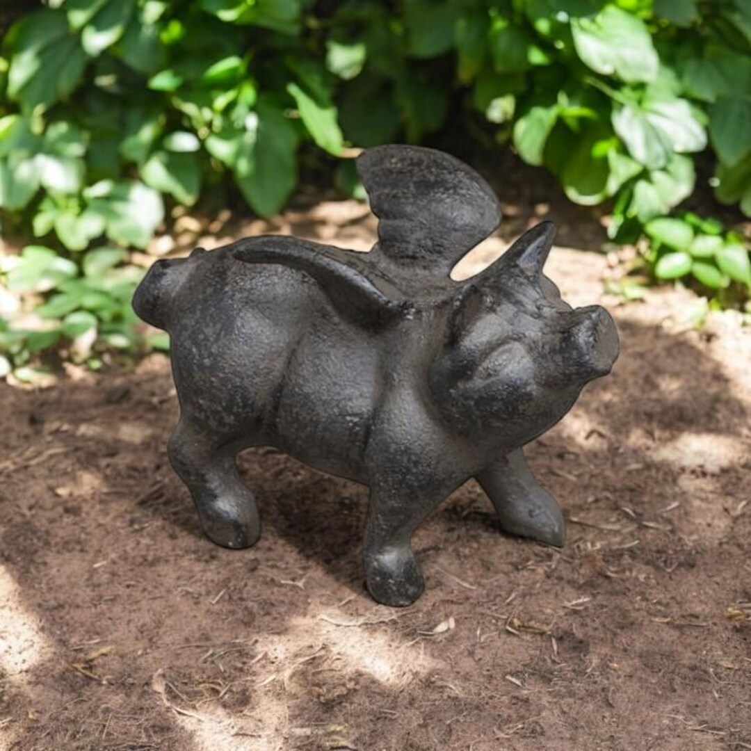 Cast Iron Small Flying Pig Figurine - Rustic Animal Decor - Etsy