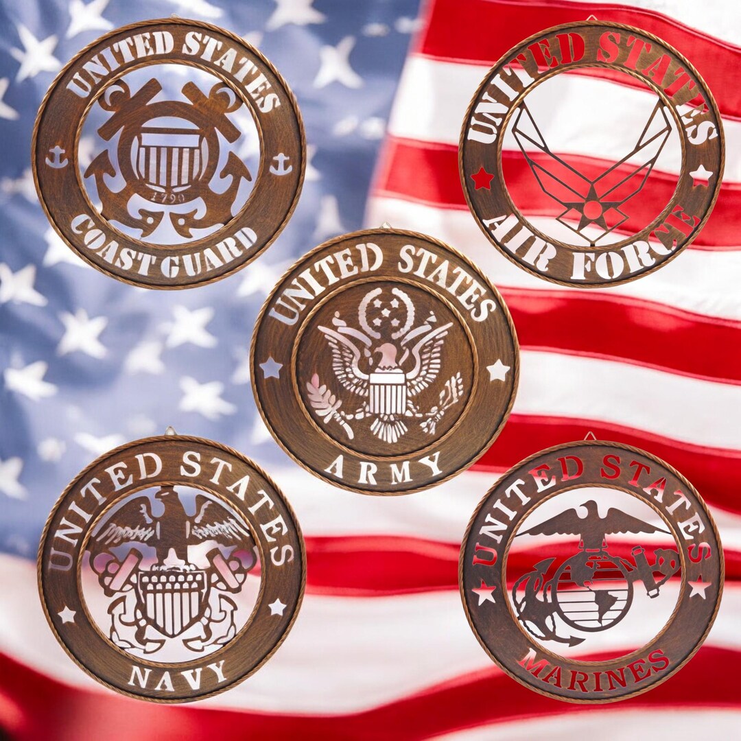 United States Military Laser Cut Wall Decor All Branches Brushed Bronze ...