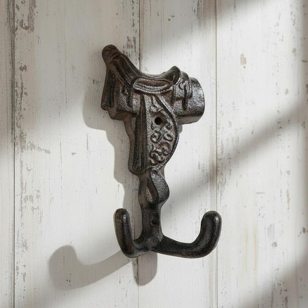 Old West Cast Iron Horse Saddle Hook - Ranch-style Organizer - Etsy