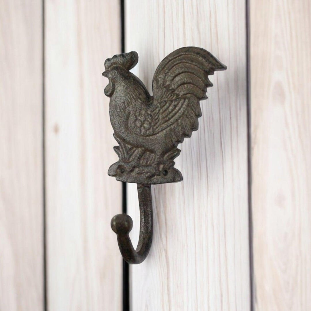 Rustic Cast Iron Rooster Hook – Farmhouse Wall Organizer - Etsy