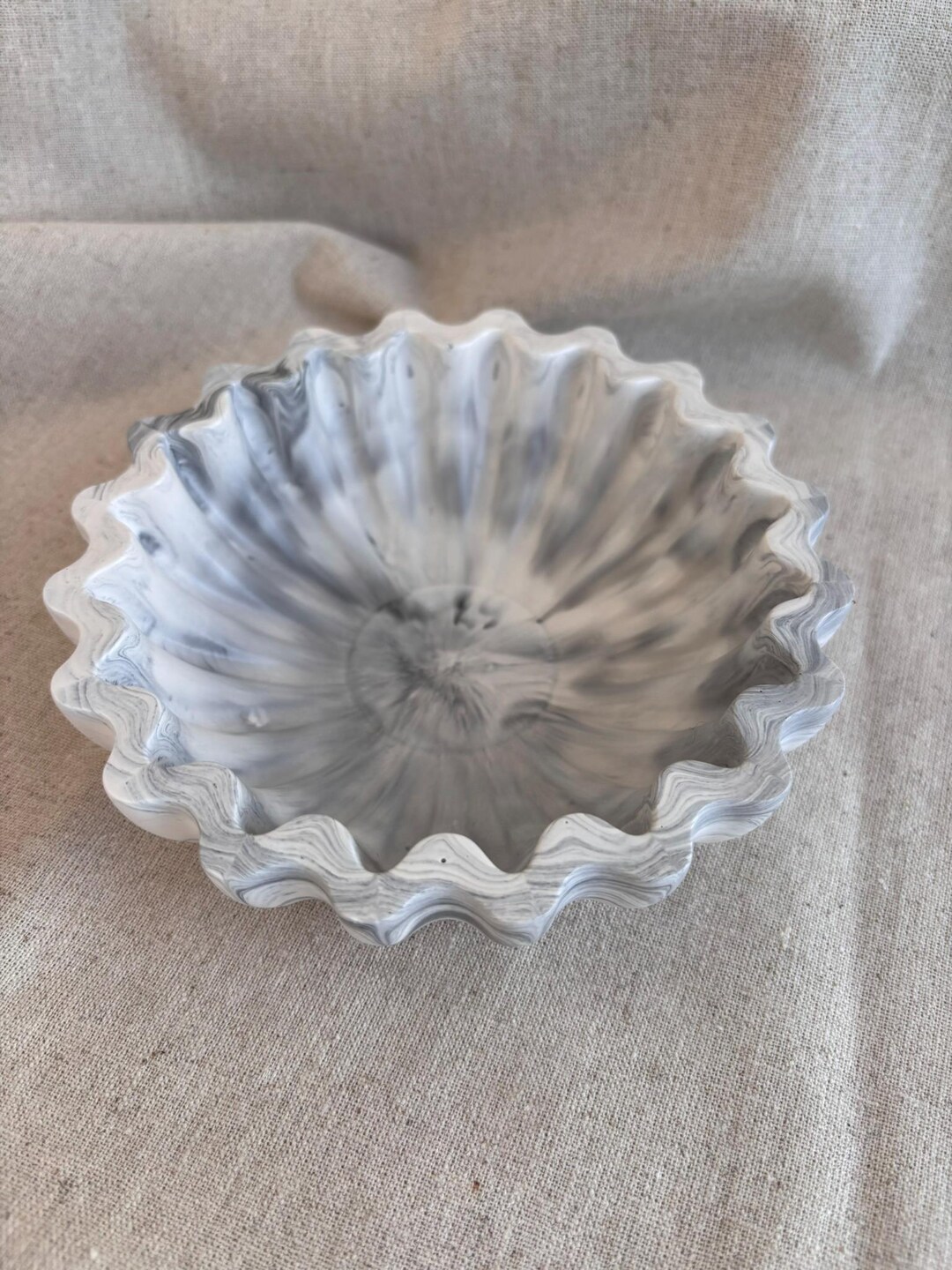 Grey Smoked Marble Fluted Bowl, Decorative Bowl, Modern Home Decor ...