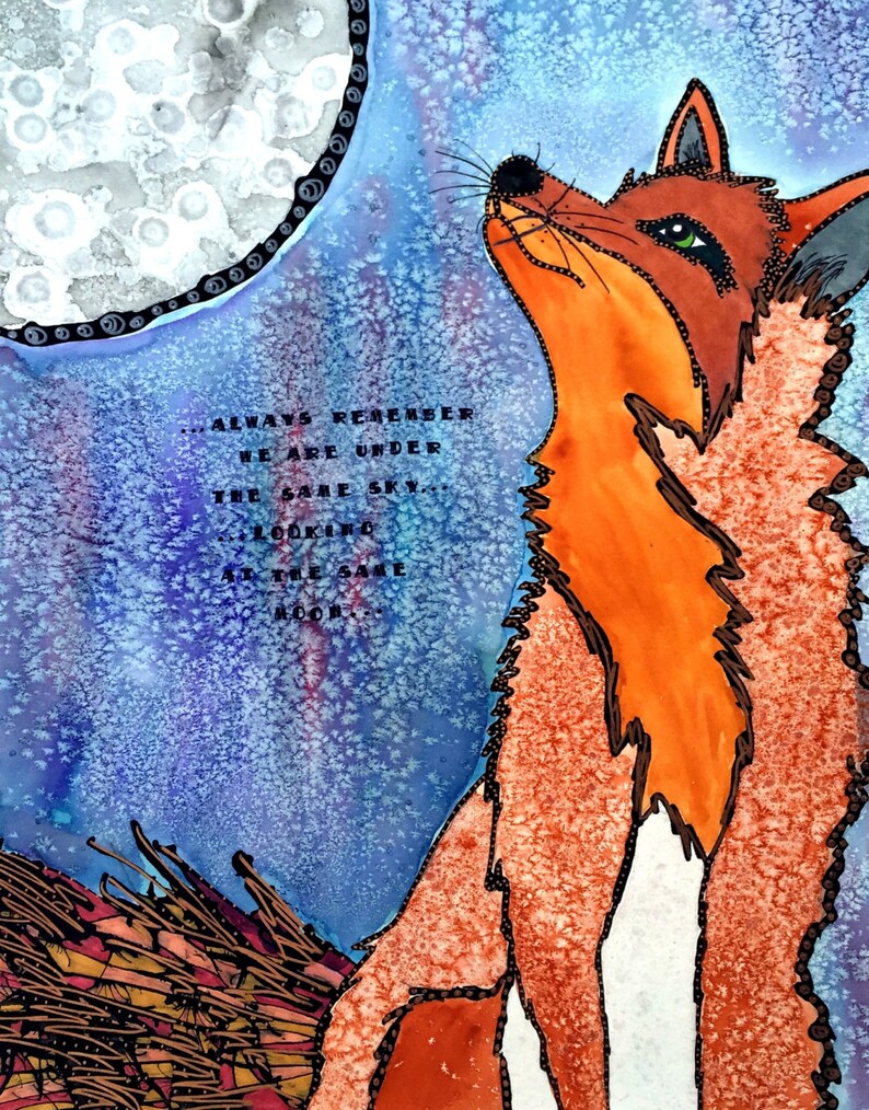 Fox Painting - Fox Lover - Fox - Unity - Moon Art - Foxes - Fox ...