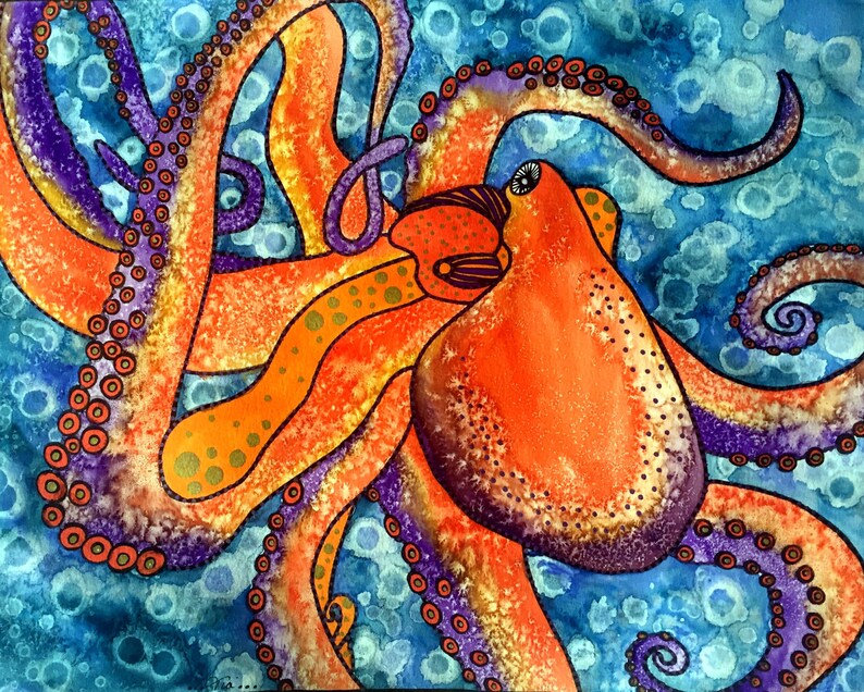 Octopus Watercolor Painting - Octopus Art - Octopus Print - Octopus ...
