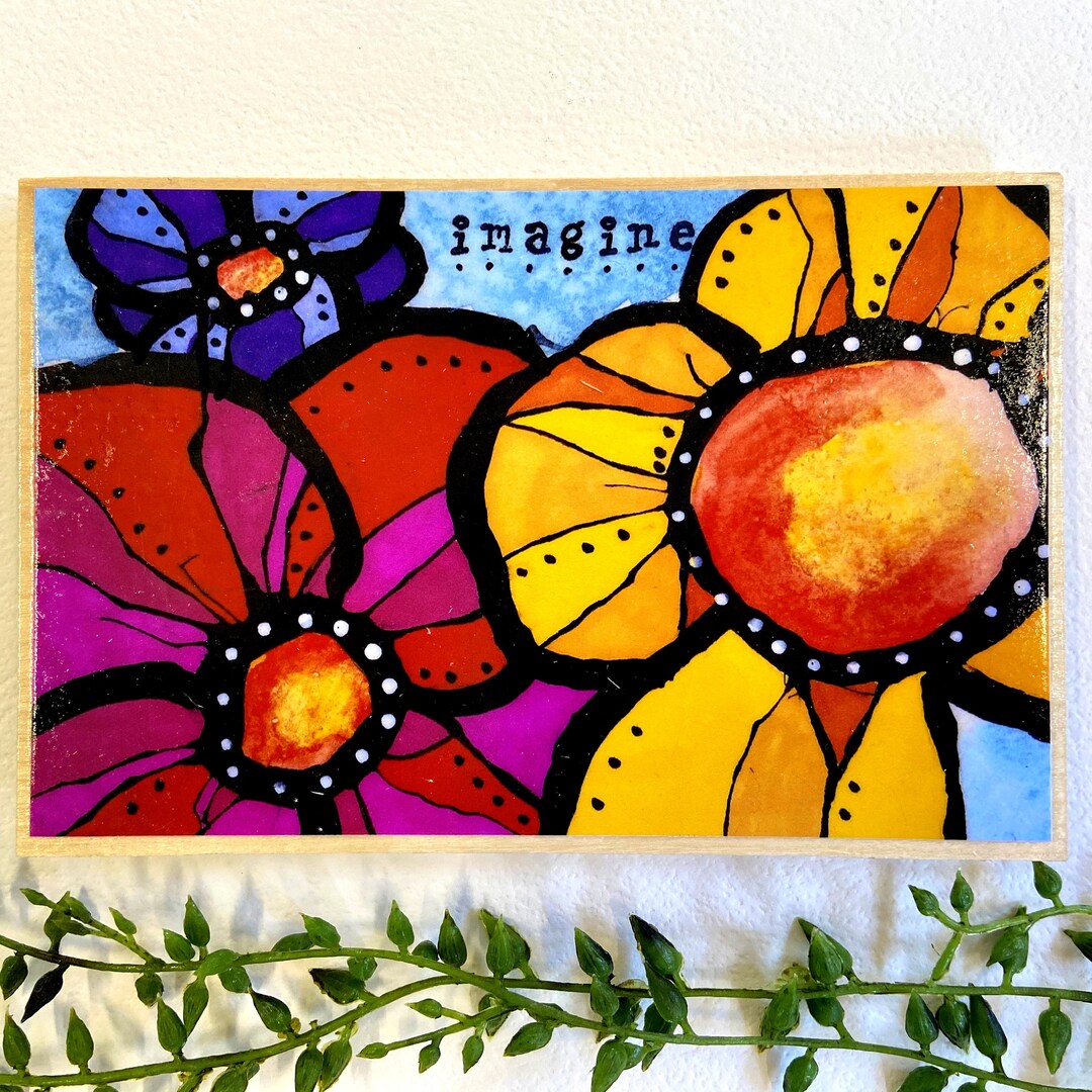 Flower Magnet - Imagine Magnet - Colorful Magnet - Large Magnet - Art ...