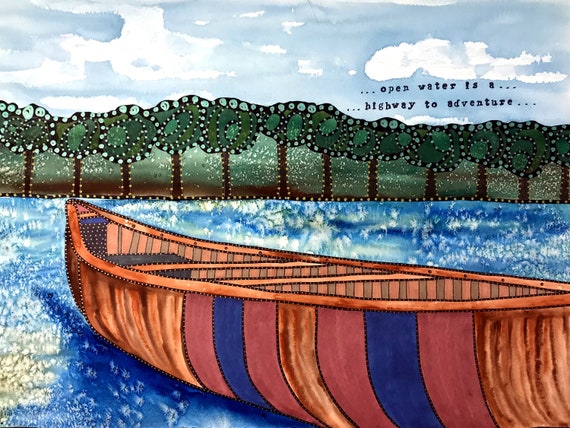 Canoe Art Prints Canoe Art Boat Watercolor Boating Wall | Etsy