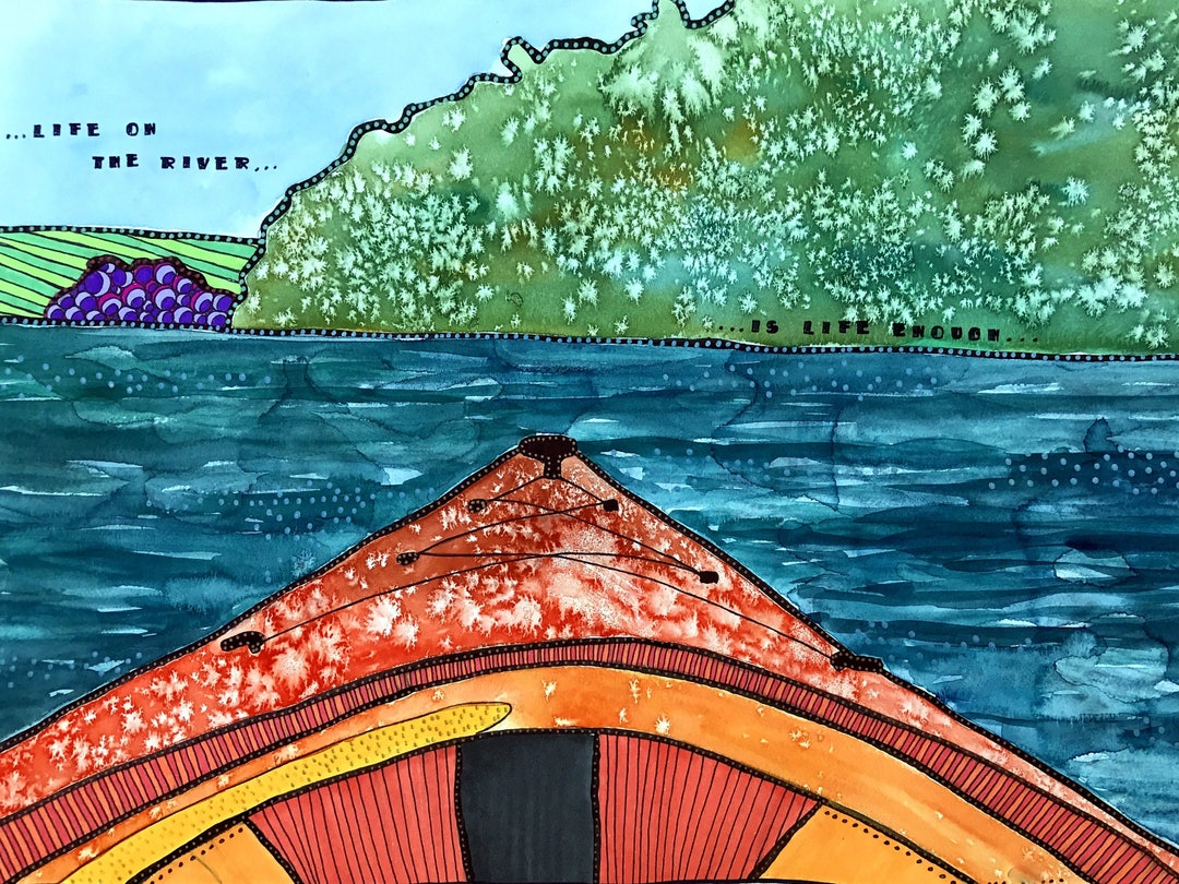 Kayak Watercolor Painting - Kayak Art Print - Kayak Art - Kayak ...