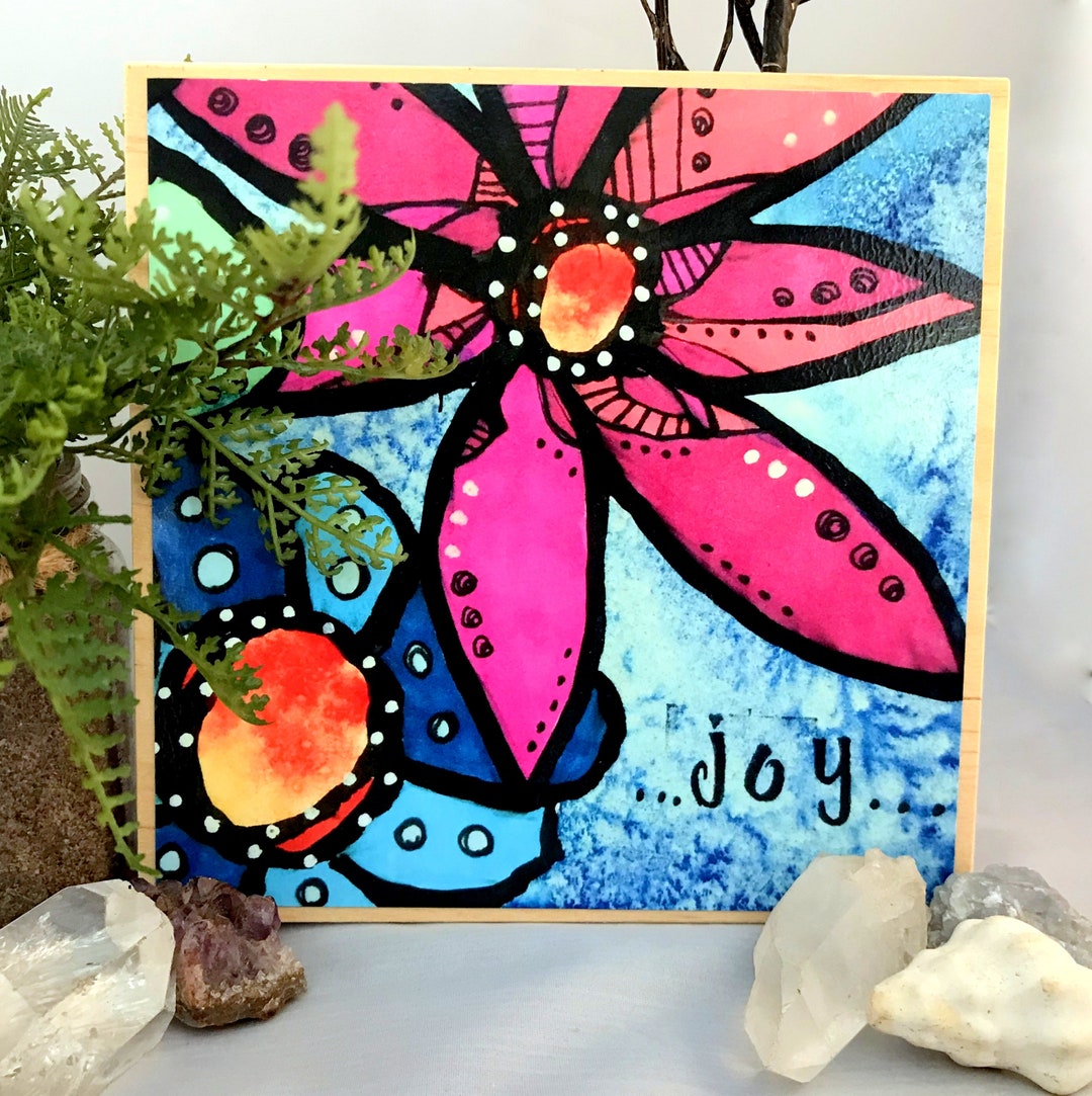 Flower Wall Art - Small Wall Art - Square Wall Art - Flower Wall Plaque ...