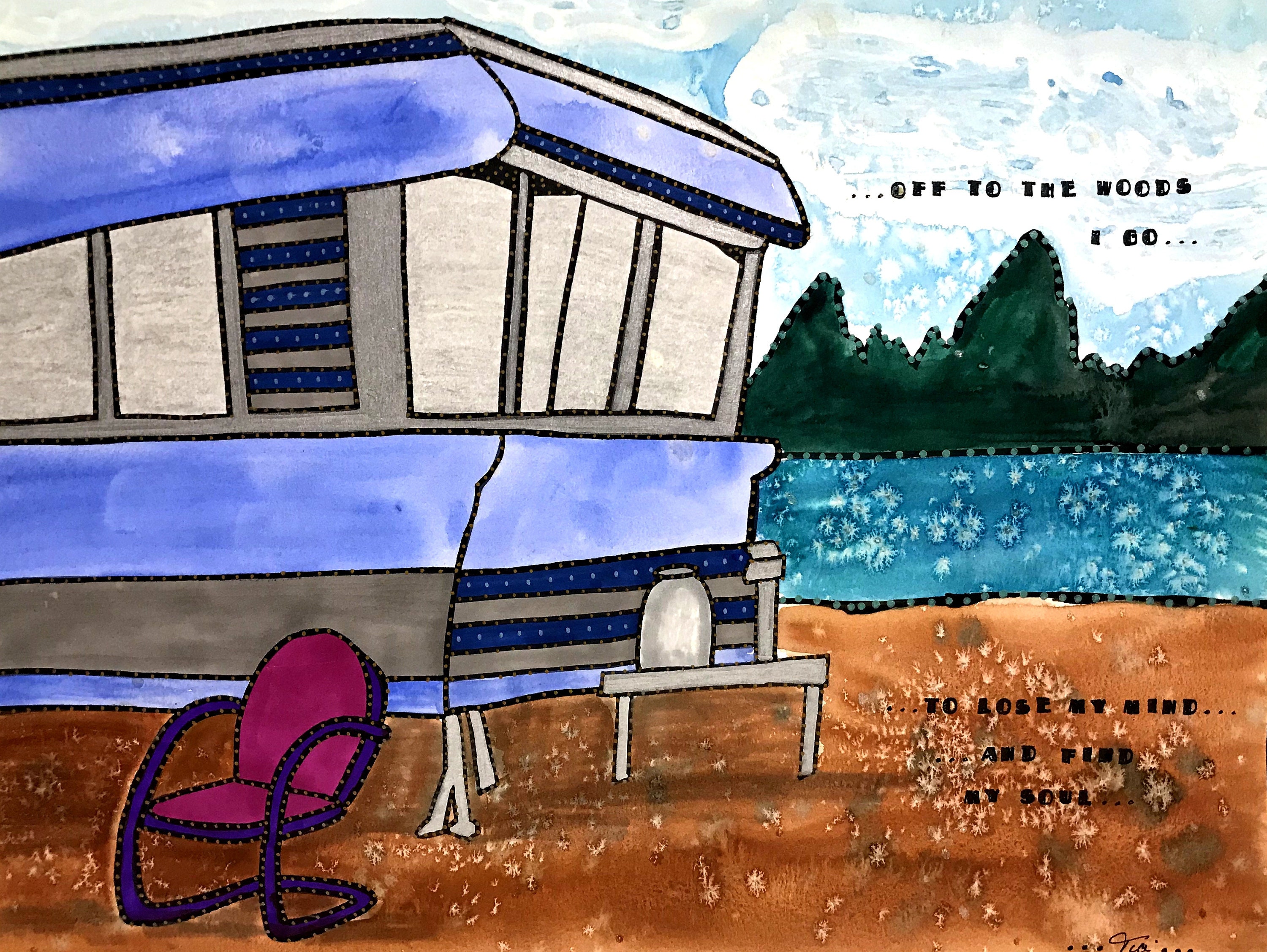Camper Print , Camping Art, Camper Art, RV Art, Trailer Art, Camping ...