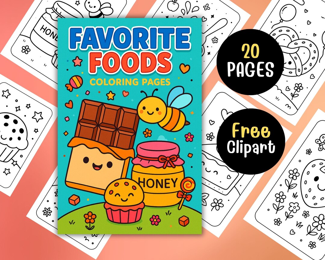 Favorite Foods Coloring Book for Kids | 20 Fun Pages | Printable PDF - Etsy