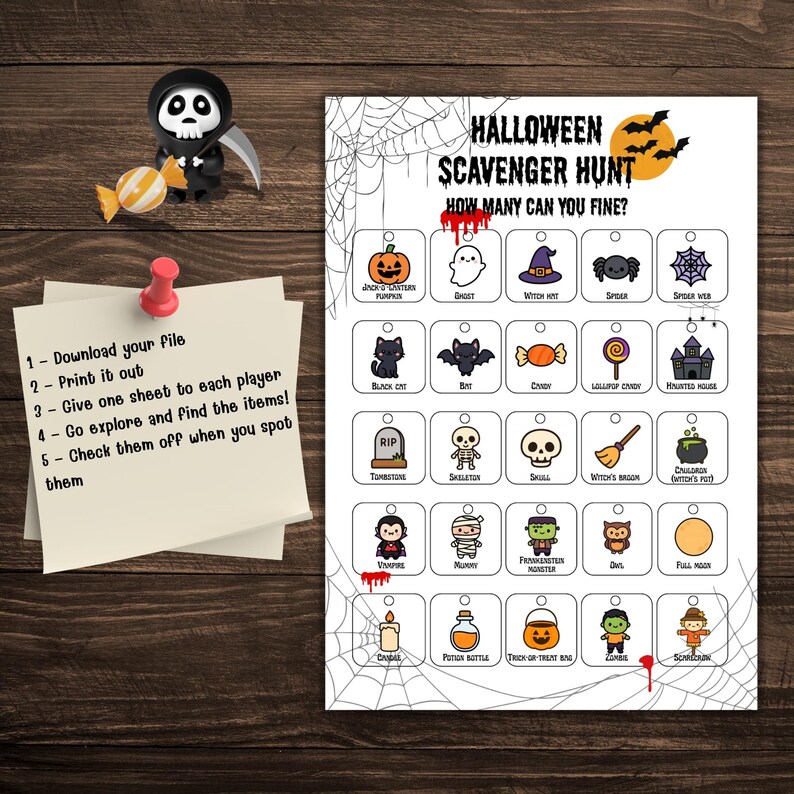 Halloween Scavenger Hunt for Kids – Fun Printable Party Game With Flash ...
