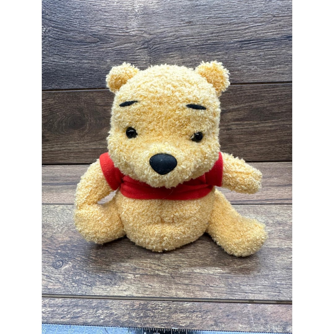 Disney Winnie the Pooh Plush Toy Curly Fur Red Shirt Stuffed Animal ...
