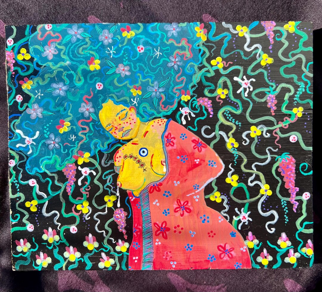 Original Body Positive Wall/shelf Decoration Painting on Wood, Nature ...