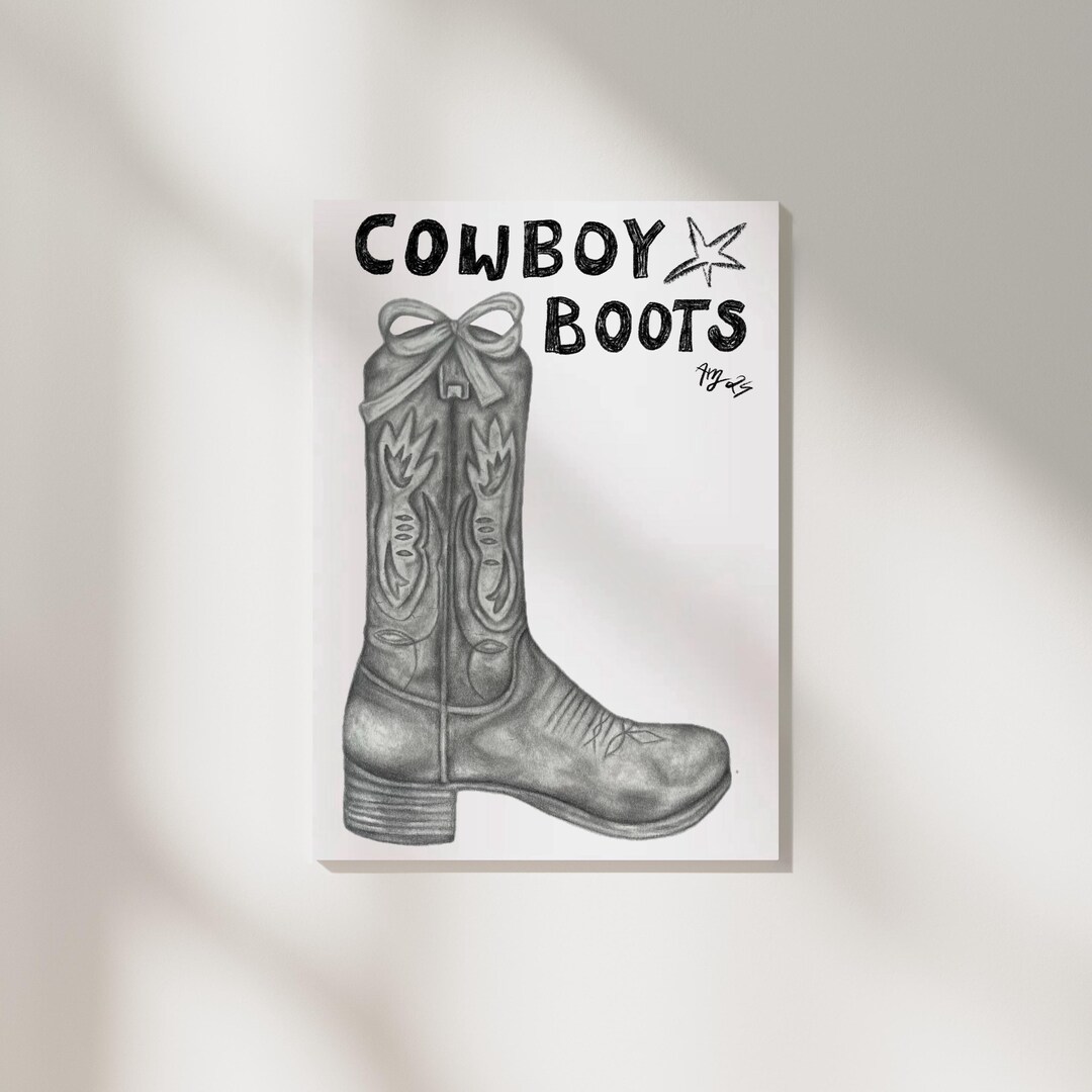 Hand Drawn Cowboy Boots Poster - Etsy