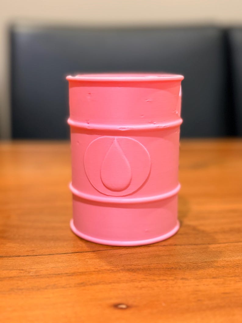 Oil Barrel Pencil Holder – 3D Printed Industrial Desk Organizer, Unique ...