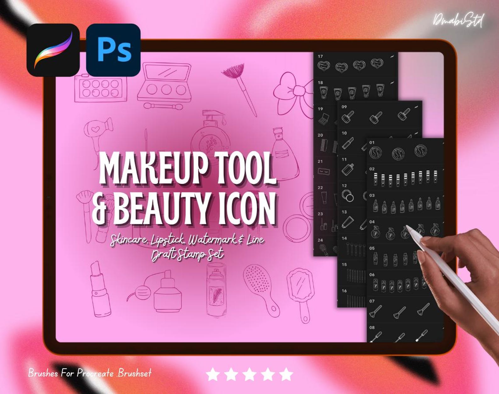 58 Makeup Tool and Beauty Icon Brushes for Procreate and Photoshop ...
