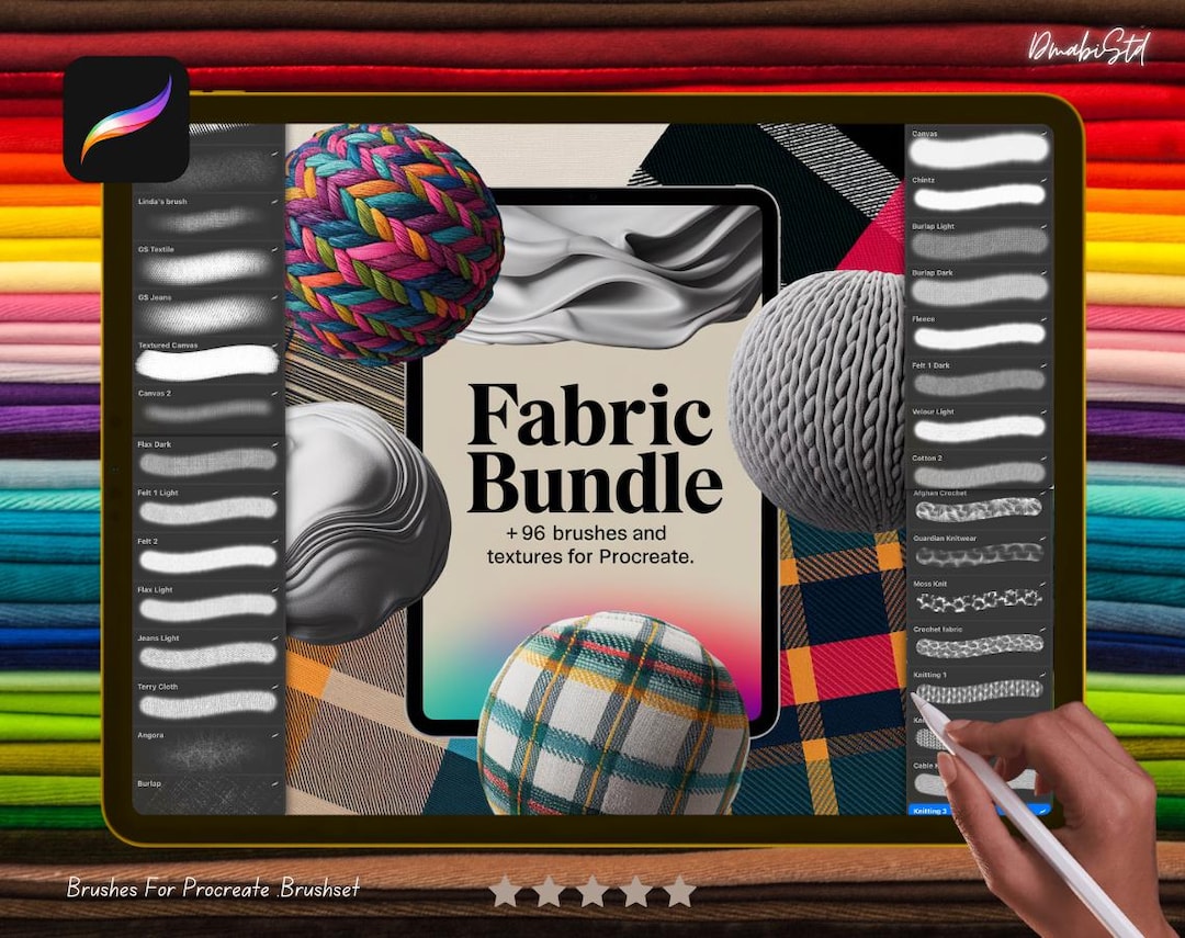 96+ Fabric Texture Brushes for Procreate Bundle +bonus | Textile ...