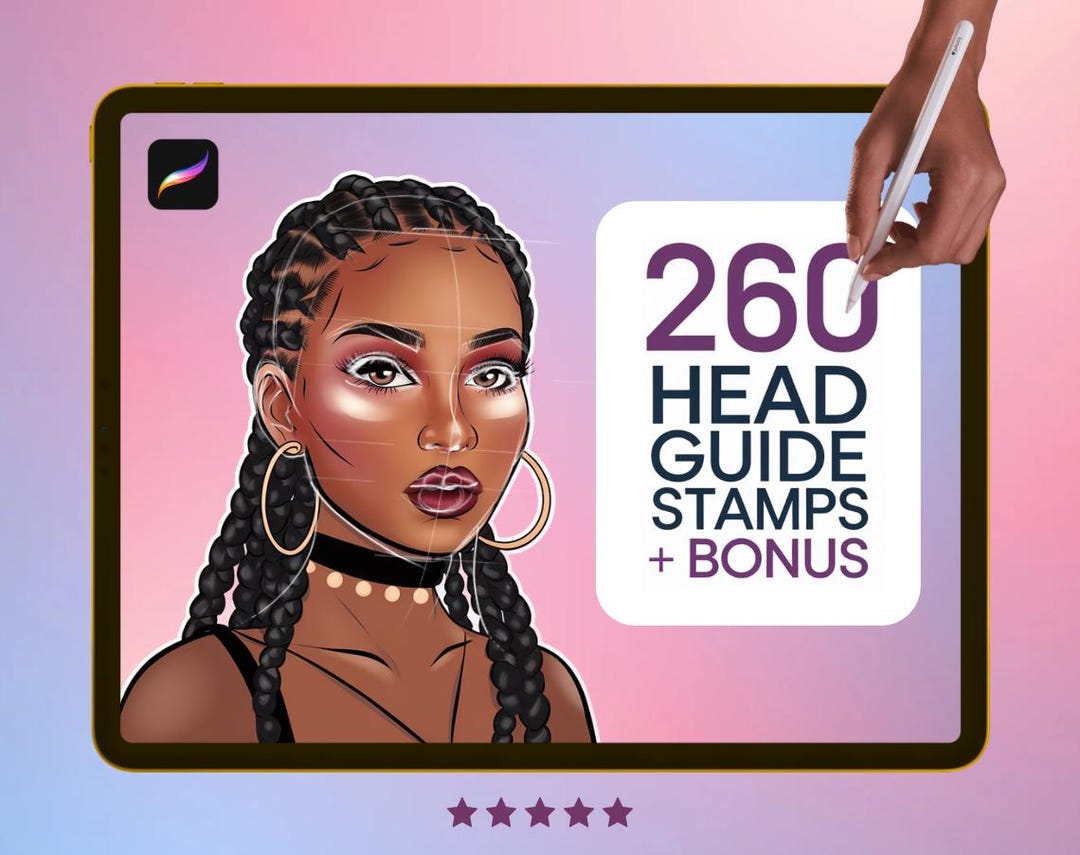 260+ Procreate Heads & Body Stamps - Female Anatomy and Portrait Guide ...