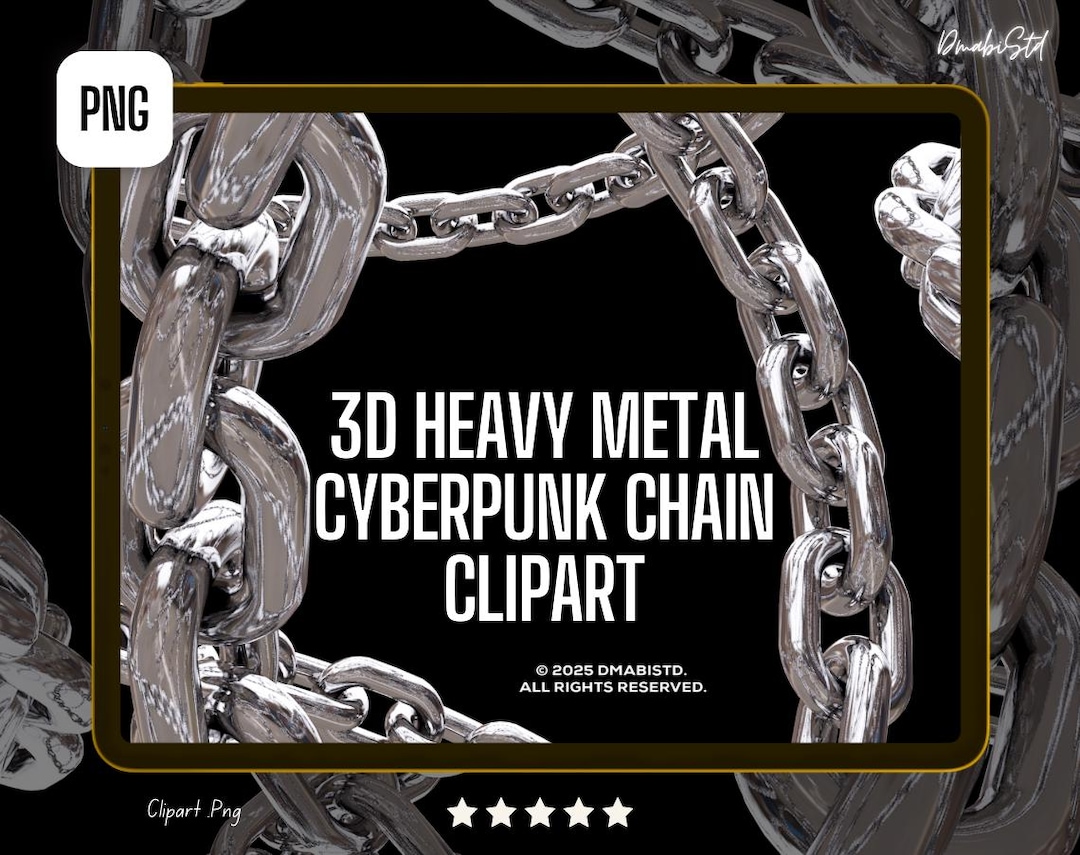 3D Heavy Metal Cyberpunk Chain Clipart & Shackles PNG | Rock Hip-hop ...