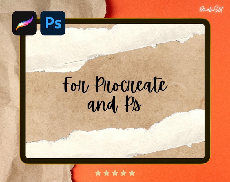 Torn Edge Paper Texture Stamps Set for Procreate & Photoshop (digital ...