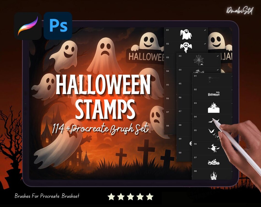 Halloween Procreate Brushes: Horror Stamps for Spooky Art (photoshop ...