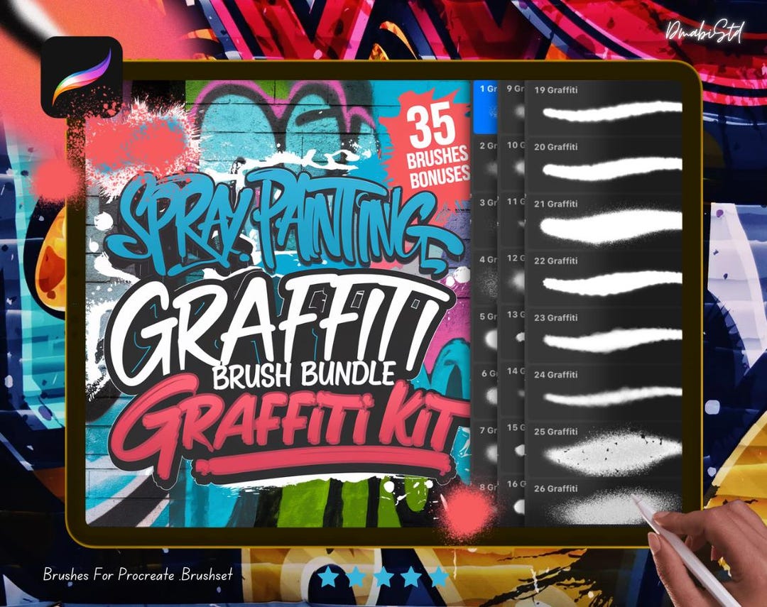 Procreate Spray Painting Graffiti Brush Bundle | Procreate Brushes ...