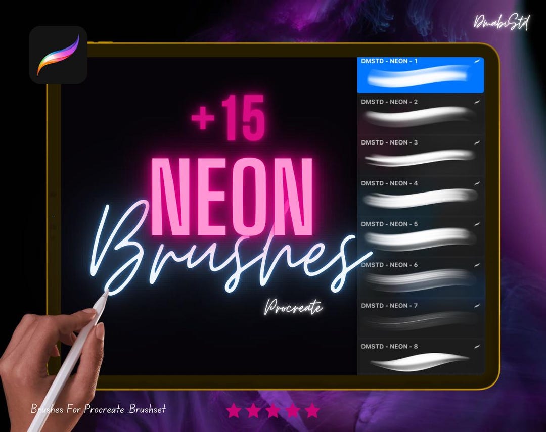 15+ Neon Light Brush for Procreate | Glow Effect Brush | Neon Sign ...