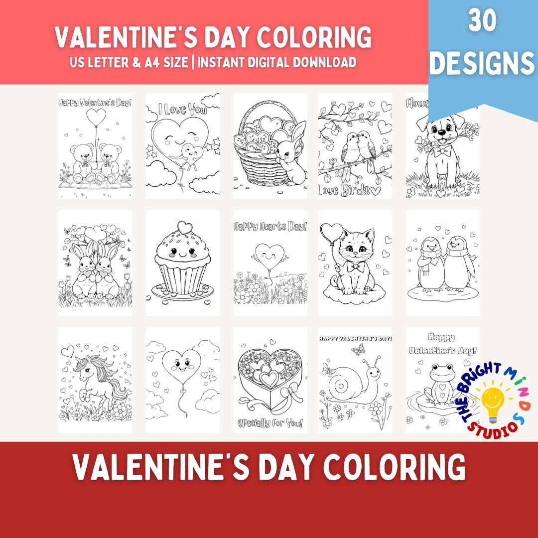 Printable Valentine's Day Coloring Book Classroom Valentine's Coloring ...