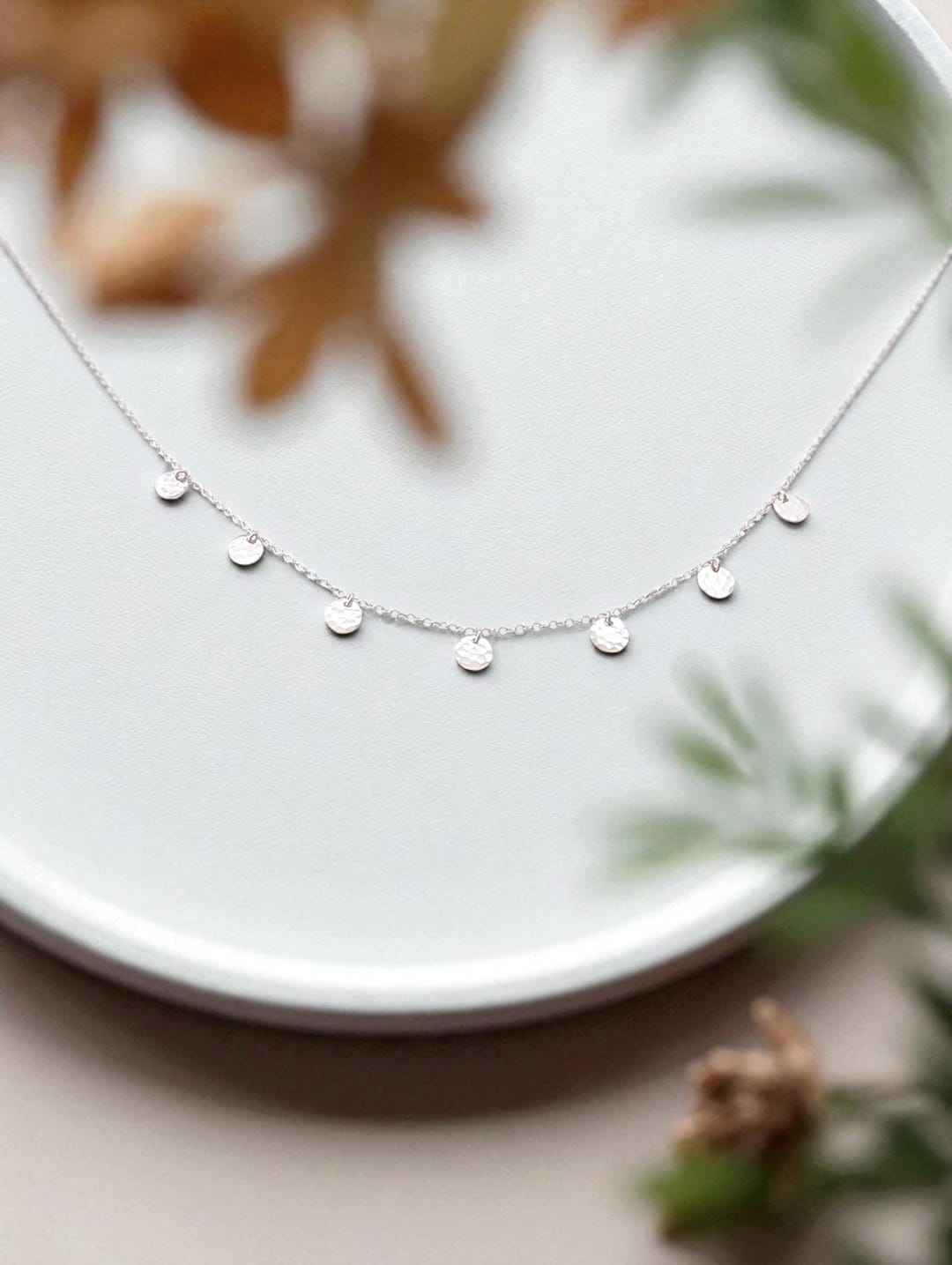 Hammered Disc Necklace Silver, Multi Disc Necklace, Dot Necklace Silver ...