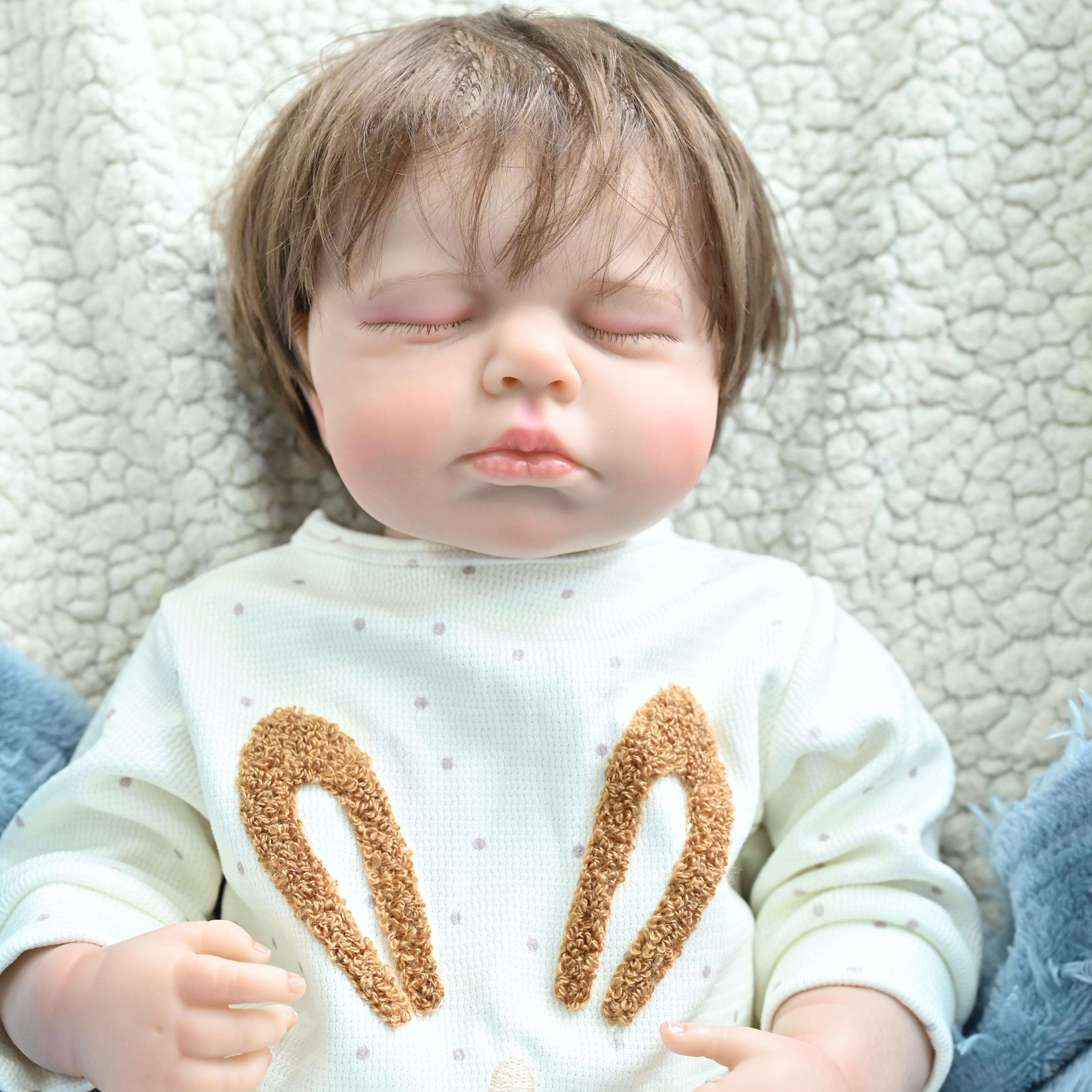 19-in Reborn Baby Dolls Close Eyed Newborn, Rooted Hair, Soft Full Body ...
