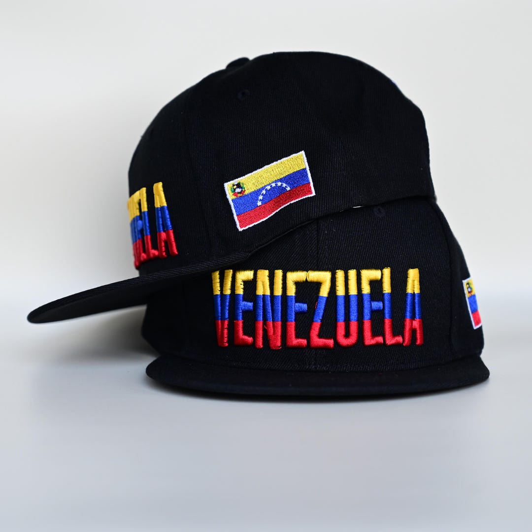 Venezuela Flag Embroidered Snapback Hat - Adjustable Black Cap With ...