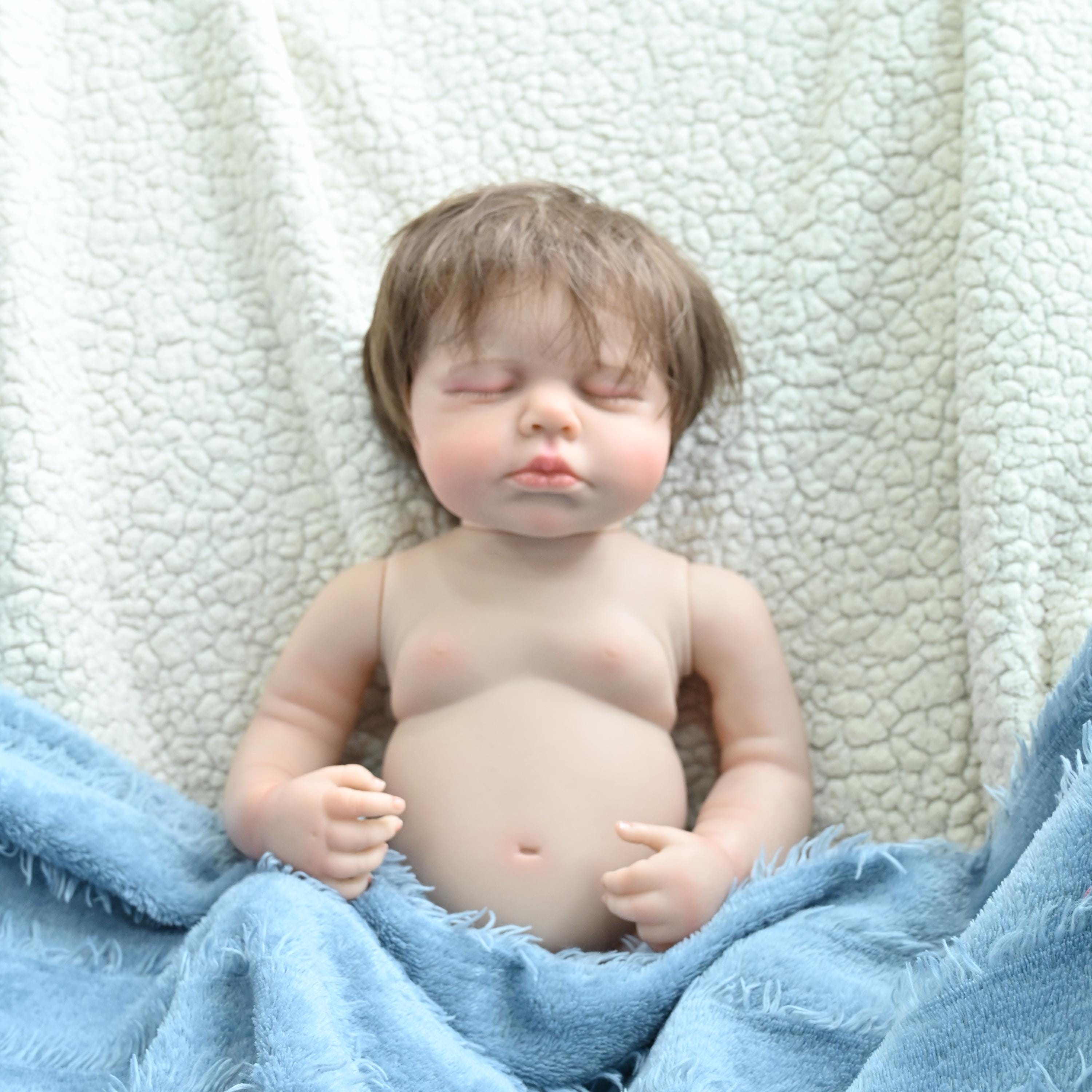 19-in Reborn Baby Dolls Close Eyed Newborn, Rooted Hair, Soft Full Body ...