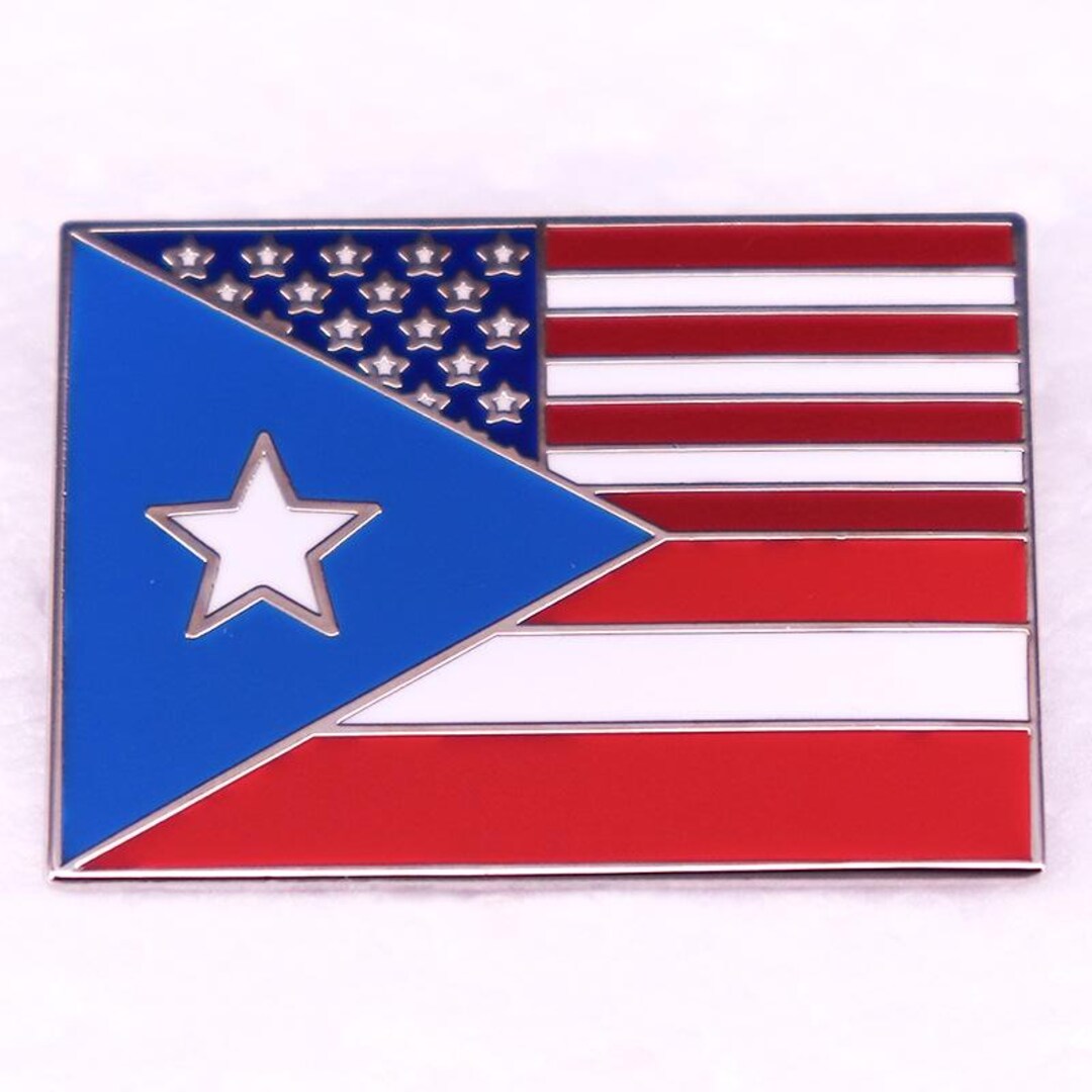 Puerto Rico and USA Flag Brooch Pin, 1.18 X 0.94 Inches, Patriotic ...