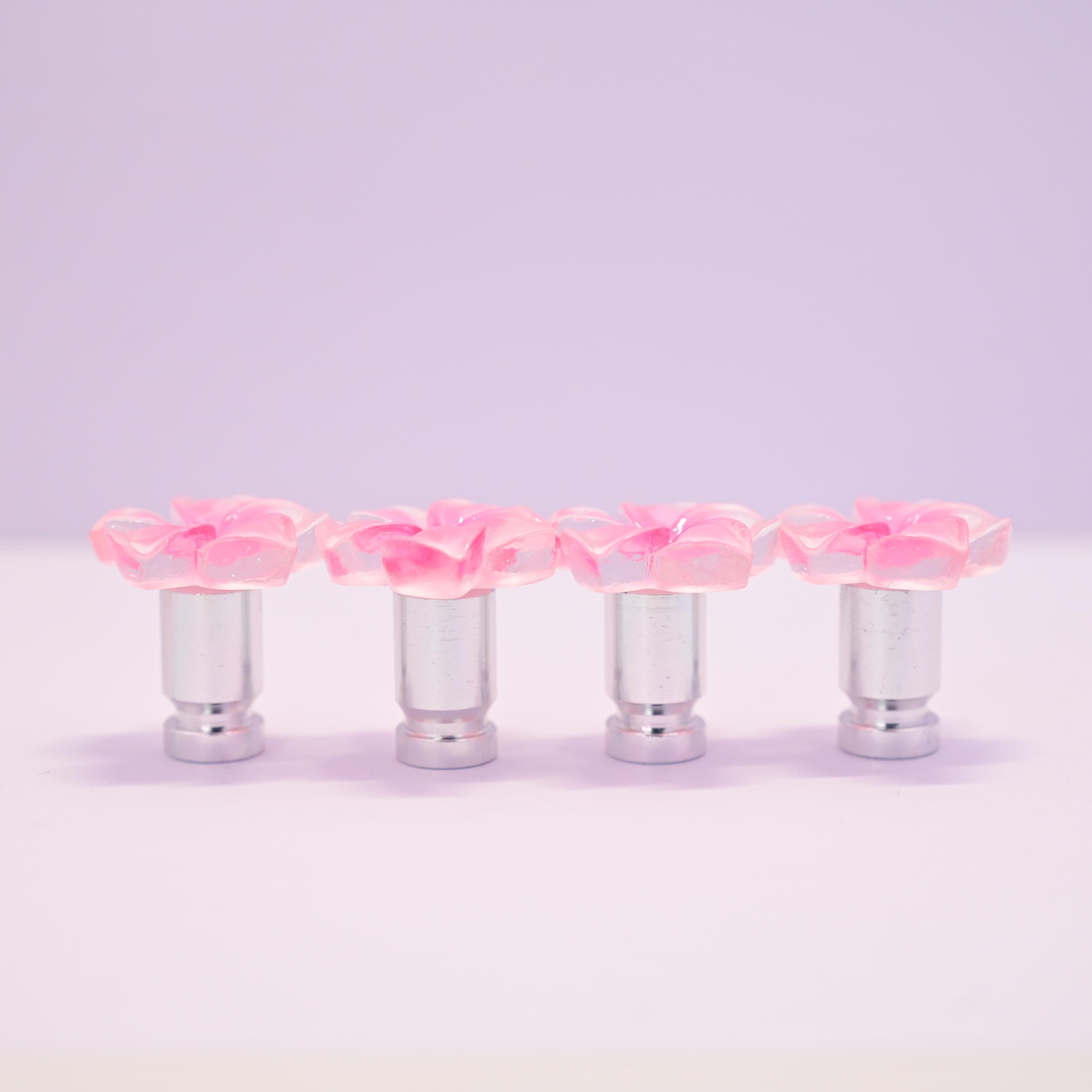 4-pack Pink Handmade Frangipani Valve Stem Caps- for Car & Bike Tire ...