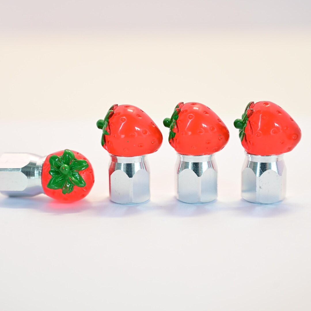 4-pack Handmade Strawberry Valve Stem Caps, Car Bike Tire Accessory - Etsy